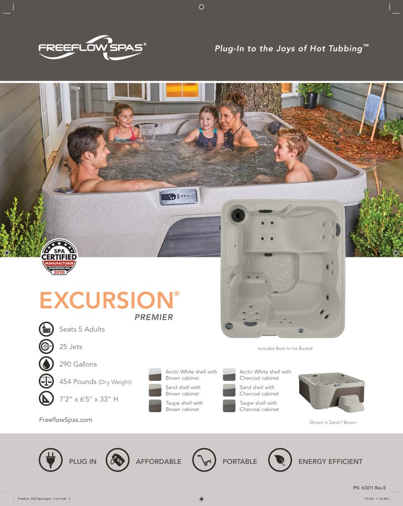 FreeFlow Excursion Premier - 5 Person Hot Tub - Arctic - Plug N Play ...
