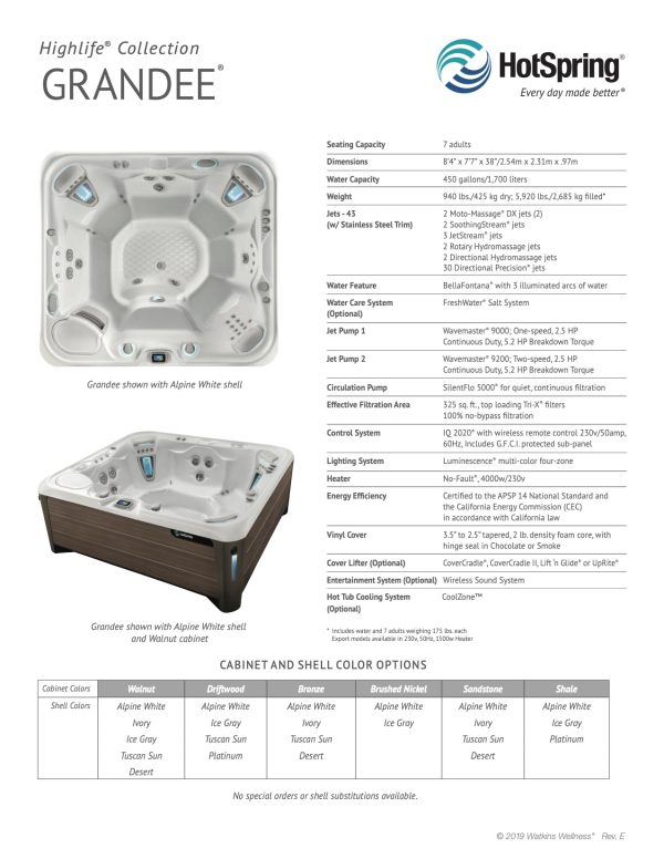 Hot Spring Grandee - 7 Person Hot Tub - SOLD - Healthmate Hot Tubs