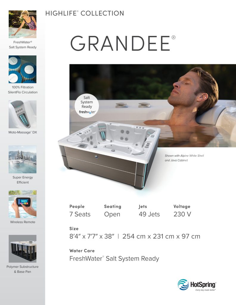 2023 HotSpring Grandee - 7 Person Hot Tub - In Stock - Healthmate Hot Tubs