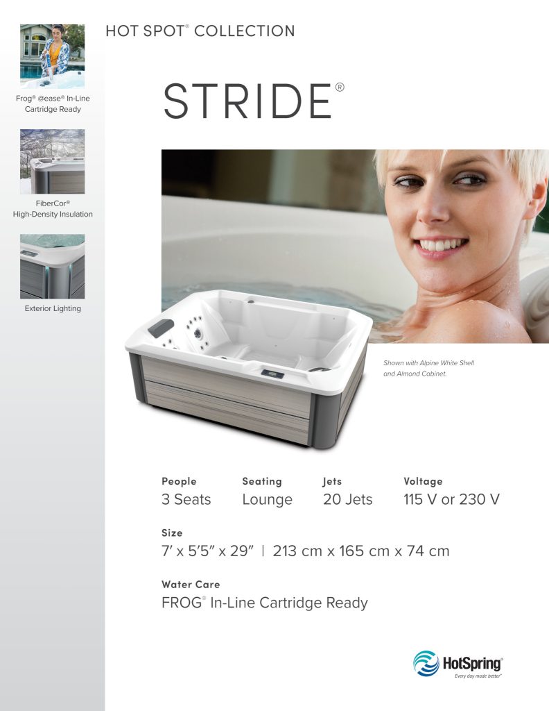 LEFTOVER Hot Spring Stride - 3 Person Hot Tub - Hot Tub In Stock